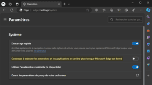 Désactiver Microsoft Edge au démarrage et en arrière-plan