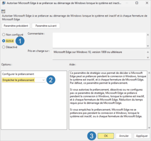 Désactiver Microsoft Edge au démarrage et en arrière-plan